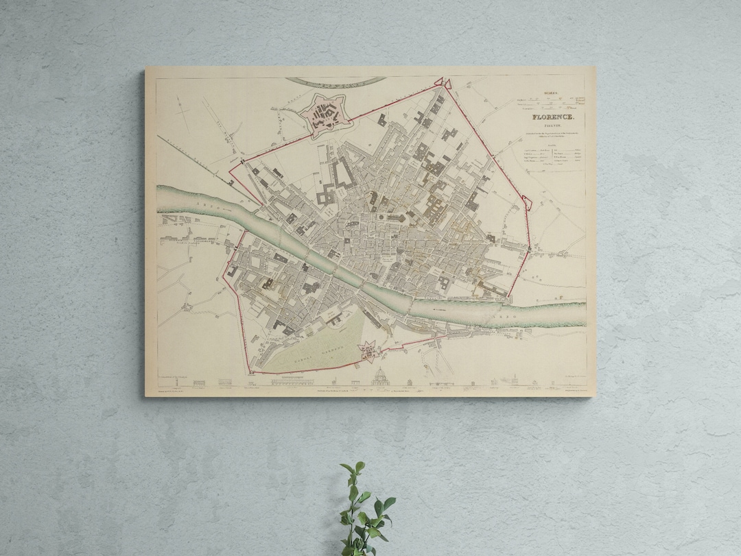 Vintage Map Florence Firenze Italy 1835 Figure Ground Noli Italian ...