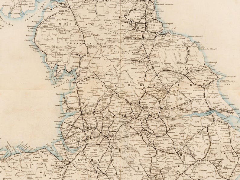 Vintage British Rail Map Poster: 1858 England & Scotland Train History ...