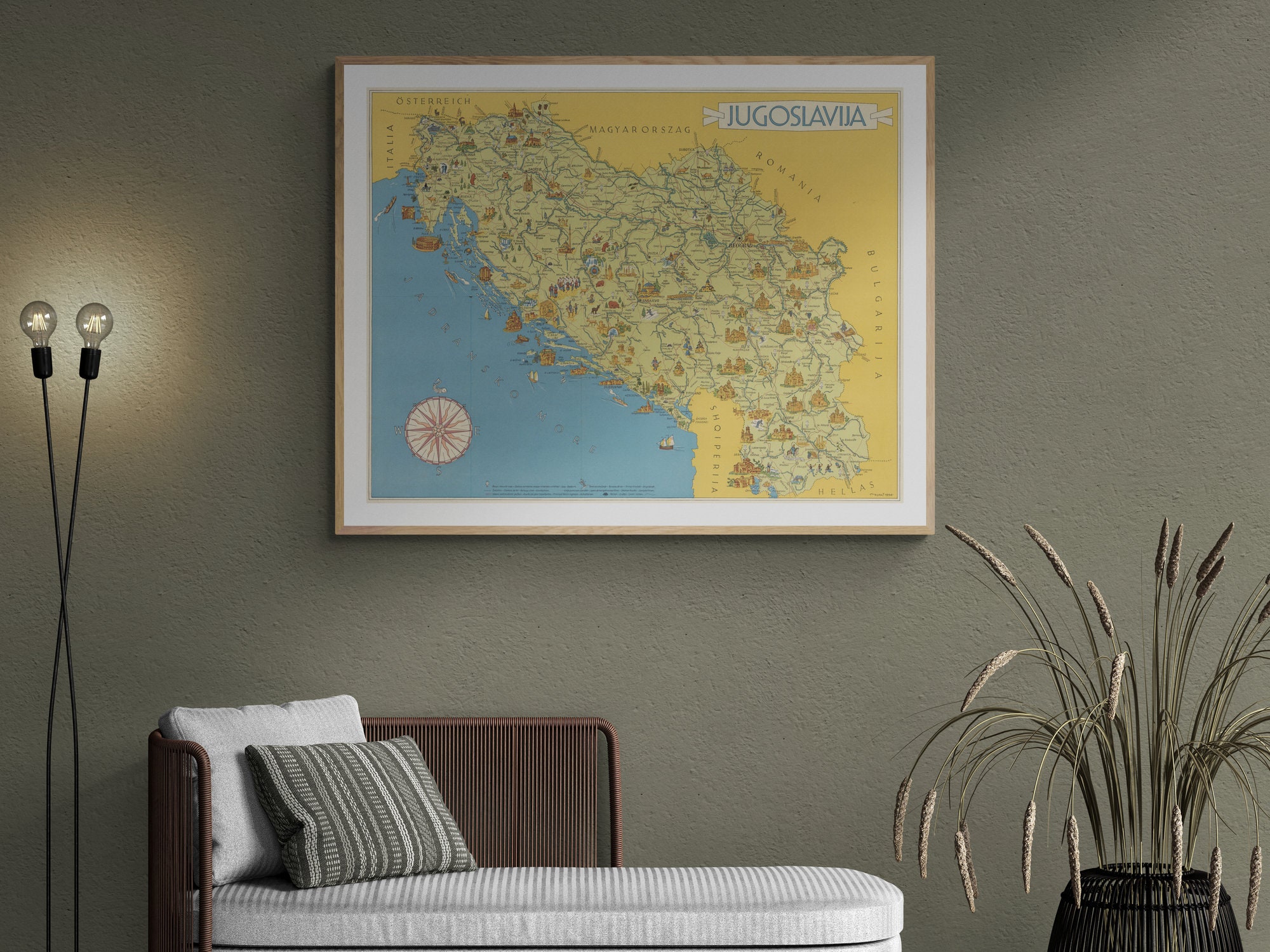 Vintage Map Jugoslavija 1954 Old European Map Antique - Etsy