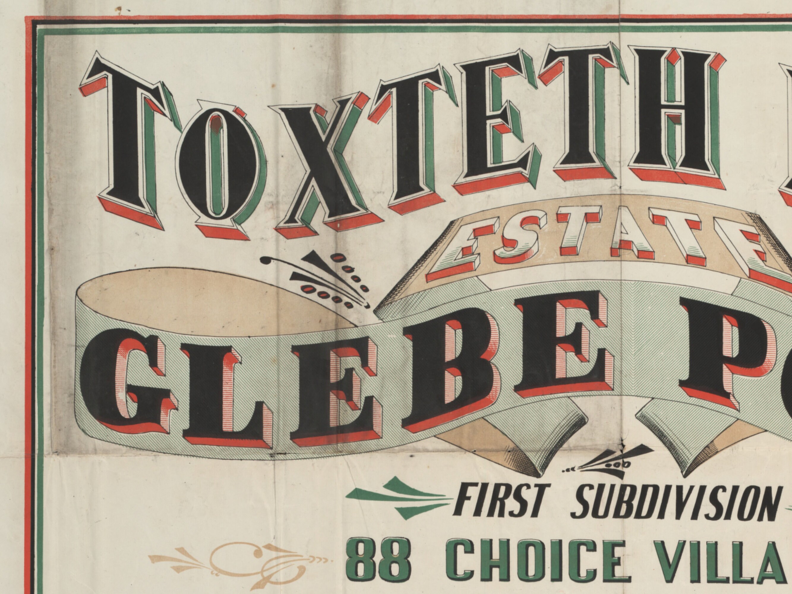 Vintage Map Sydney Glebe Point Estate Sales Map 1890 Toxteth Park ...