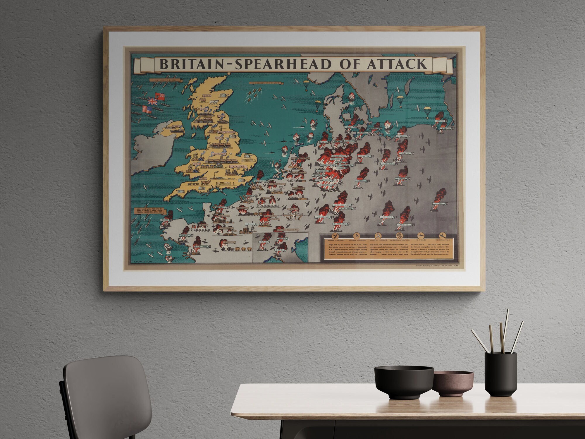 World War 2 Map Britain Spearhead of Attack 1944 Old Military - Etsy