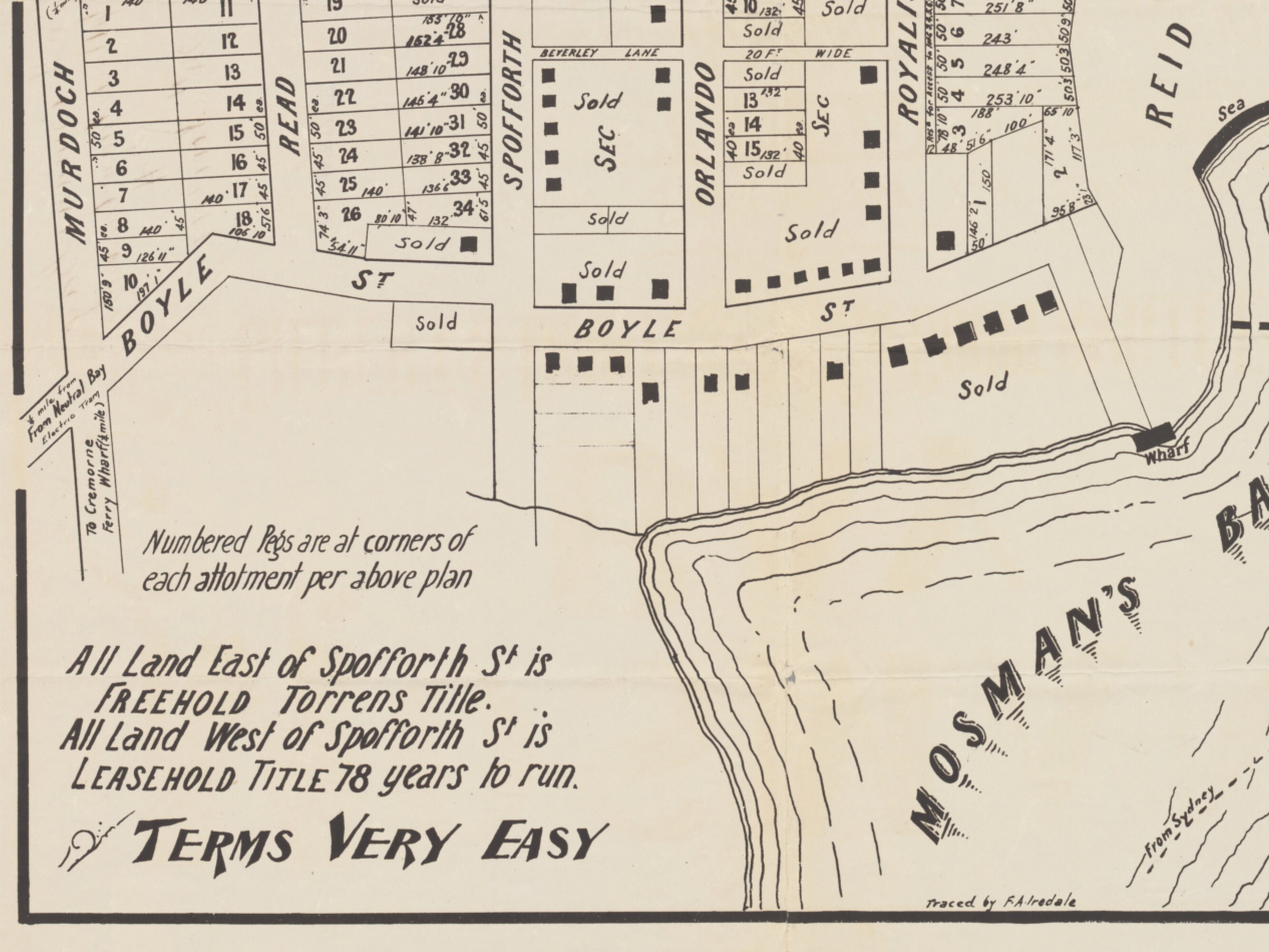 Mosmans Bay Vintage Estate Map 1900 Cremorne Neutral Bay Mosman Sydney ...