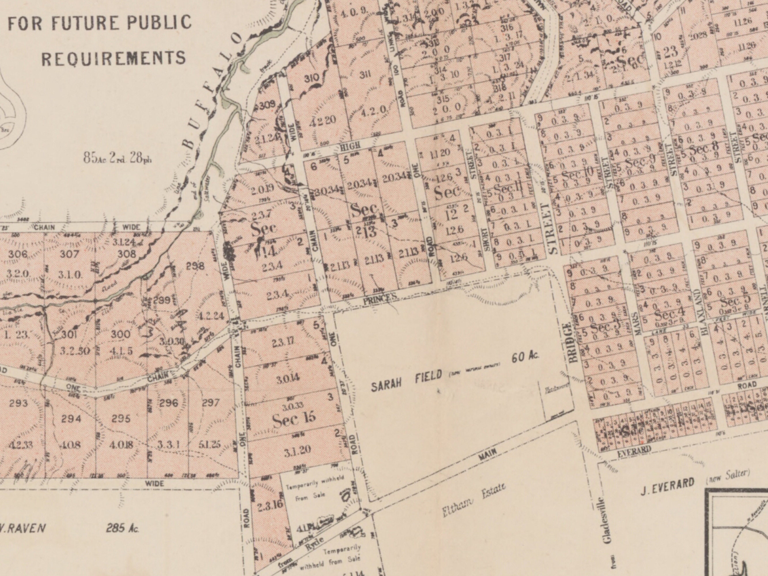 Vintage Estate Map Sydney Hunters Hill Ryde Lane Cove Field of Mars ...