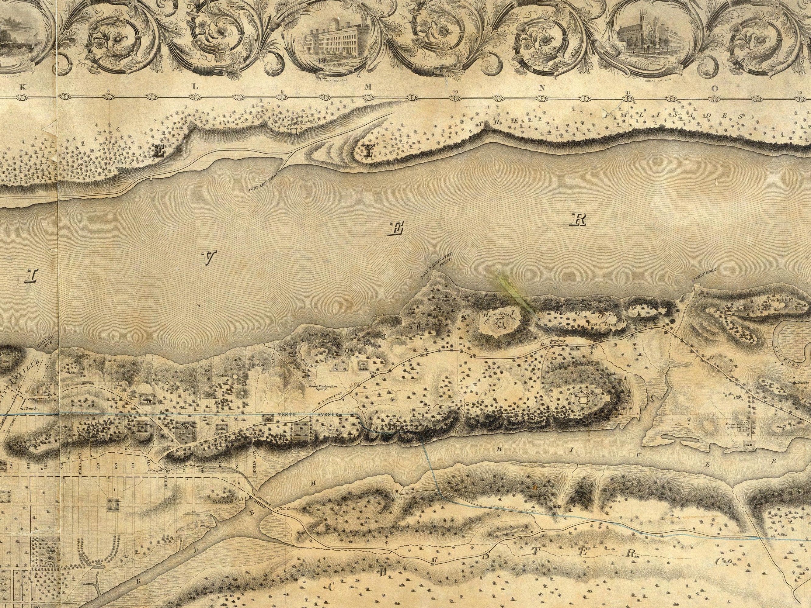 Old Topographical Map of New York 1836 Manhattan History Landscape ...
