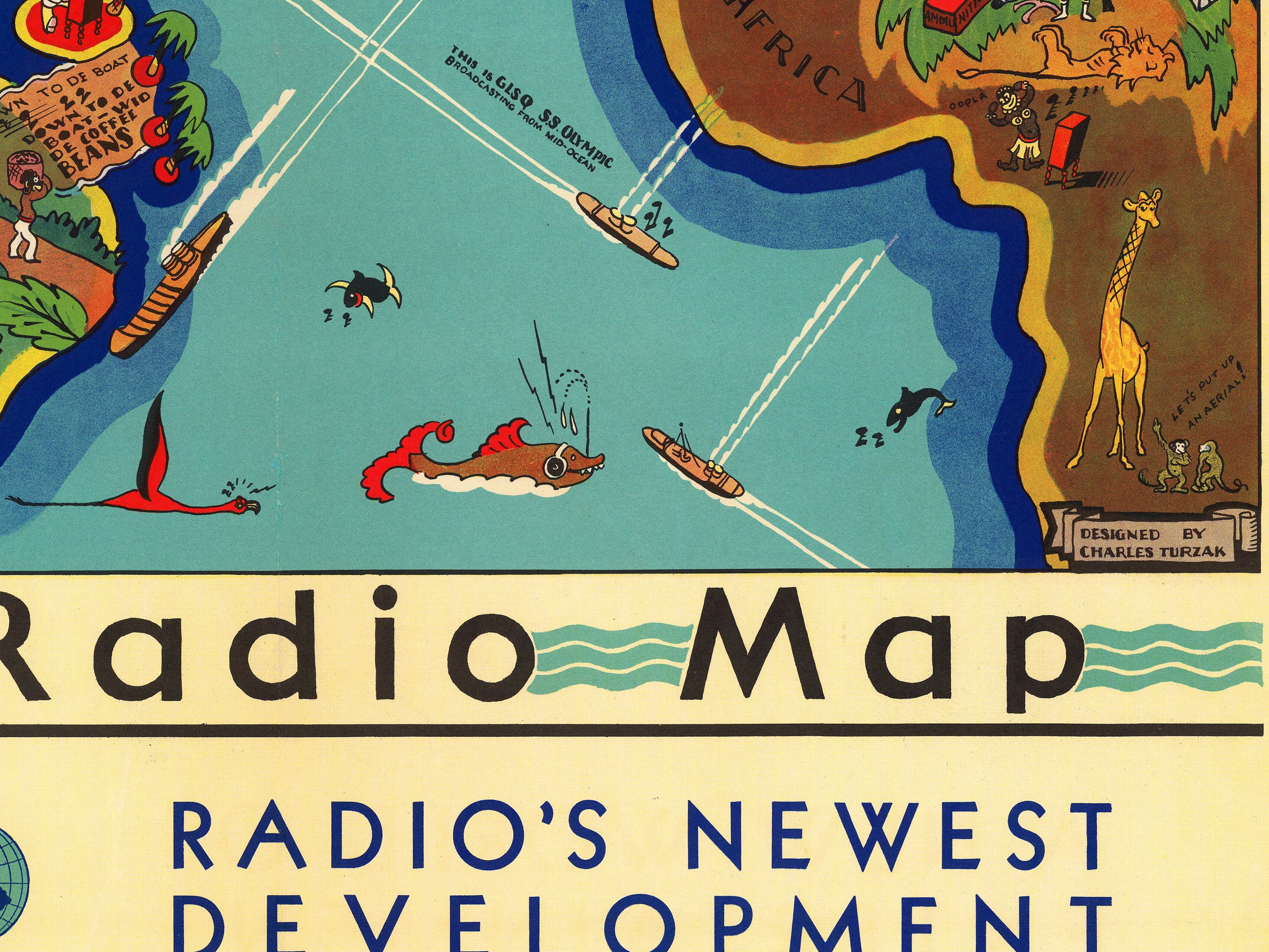 Vintage Map World Wide Magic Dial Radio 1932 Old Short Wave Radio Map ...
