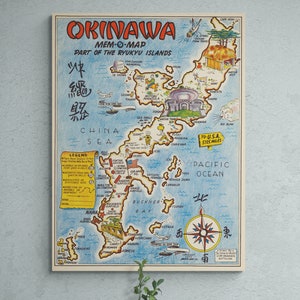 Retro Okinawa Map Print: 1945 Pictorial Wall Art - Etsy