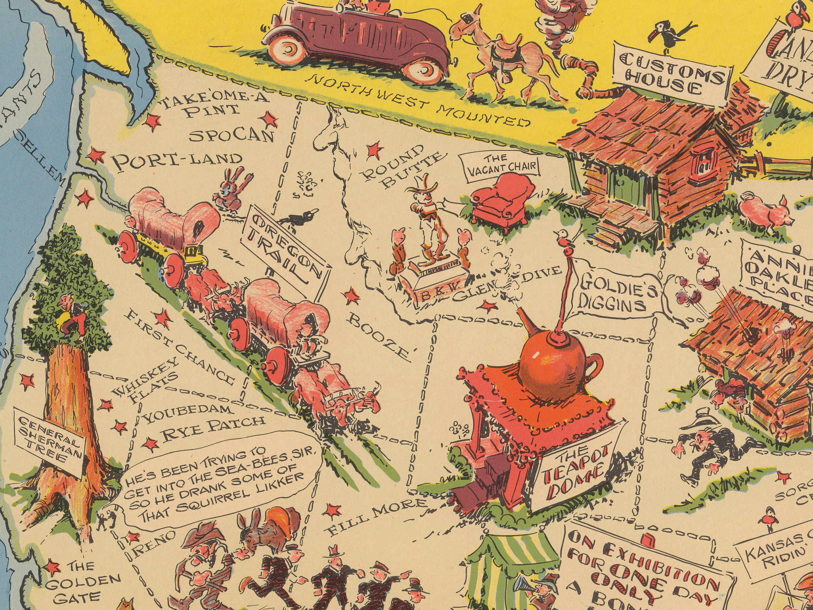 Vintage Bootleggers Map of the United States by Bill Wiffletree ...