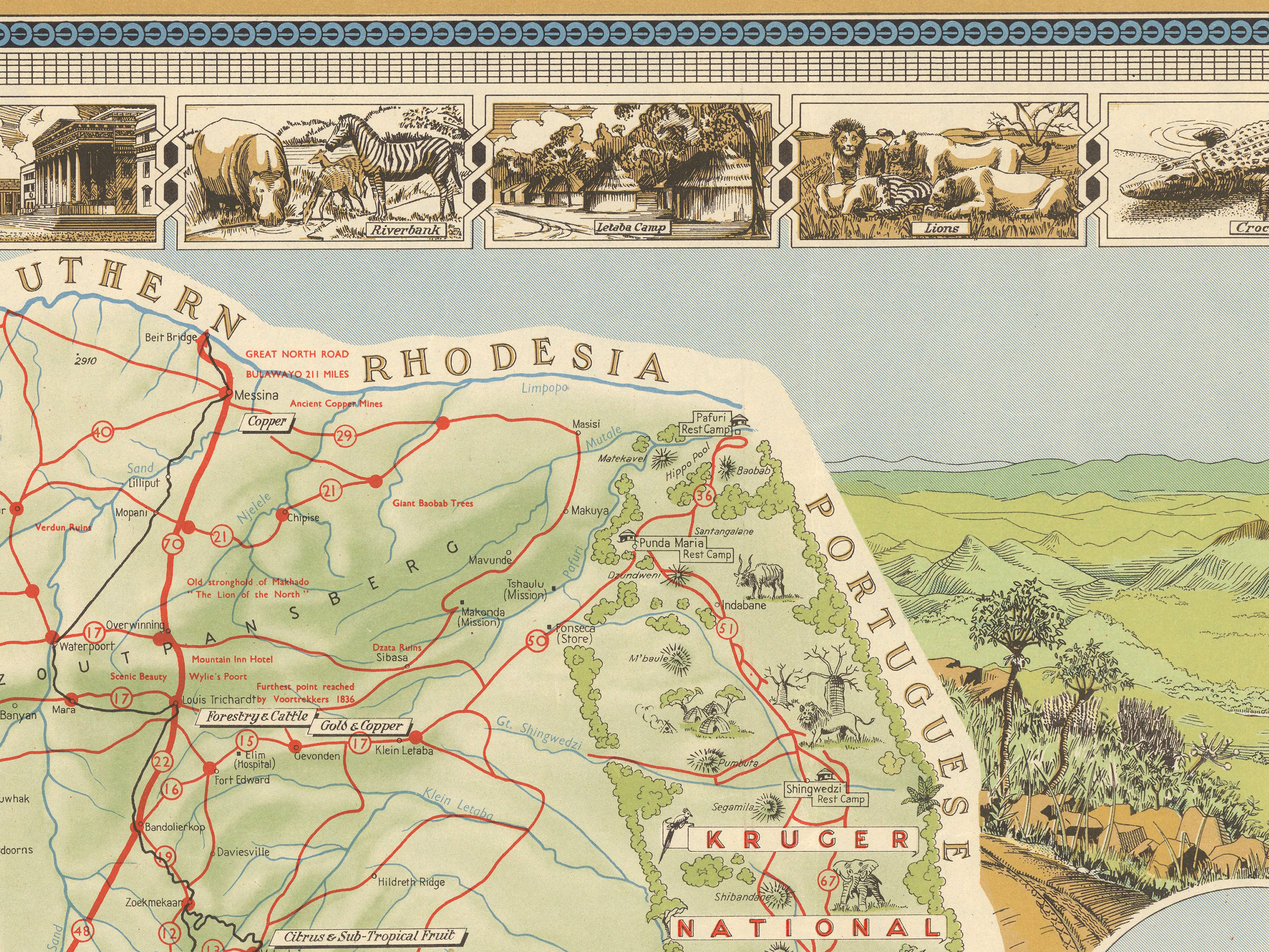 Transvaal South Africa Map Print: 1935 Vintage Travel Poster - Etsy