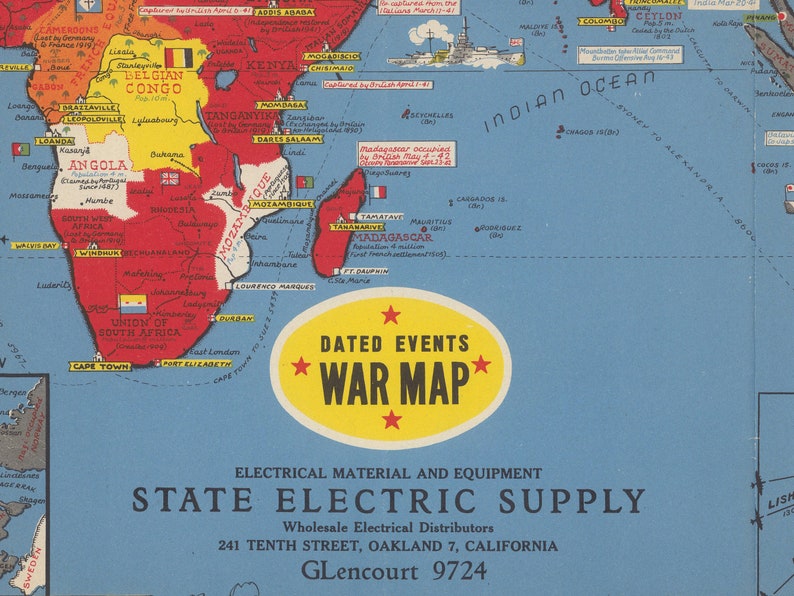 Vintage World War 2 Map Print, 1945 Antique Global Conflict Poster - Etsy