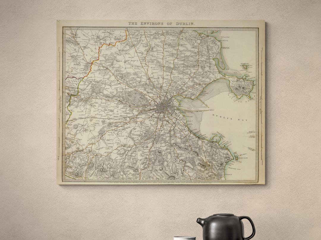 Vintage 1837 Map of Dublin Ireland | Old Irish Environs Map Print ...