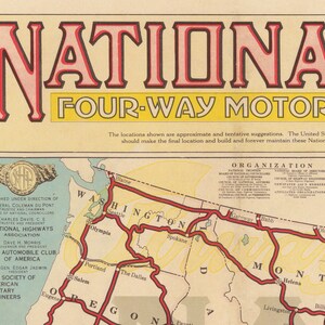 1928 Vintage USA National Highways Map Poster - Etsy UK