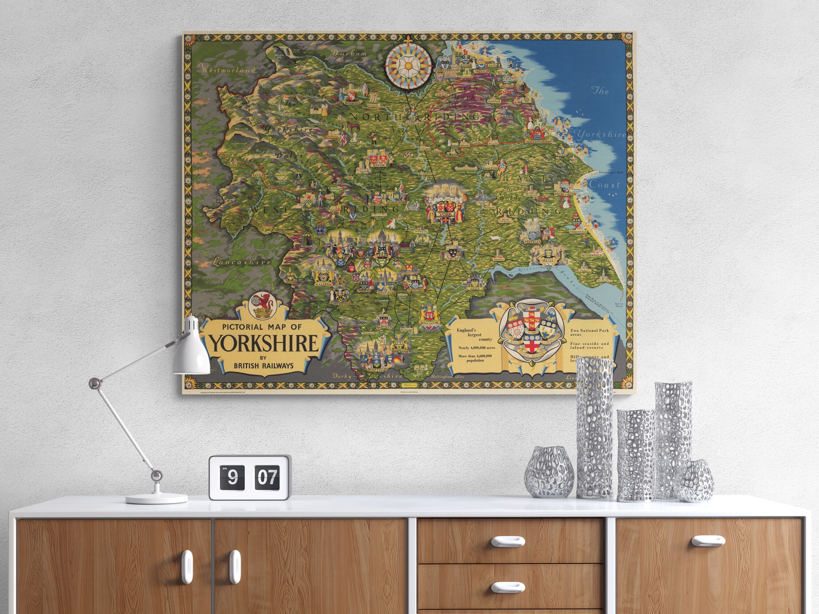 Vintage Yorkshire Map Print: 1959 British Rail Travel Poster - Etsy UK