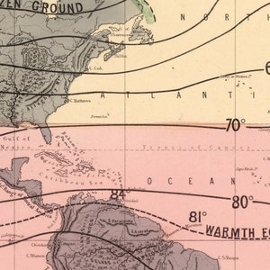 Vintage Map Distribution of the Climates 1862 Old World Map Antique ...