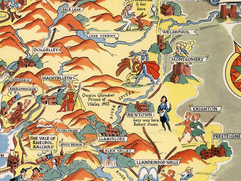 Old Wales Map Come to Beautiful Wales Cymru Am Byth 1953 Antique ...