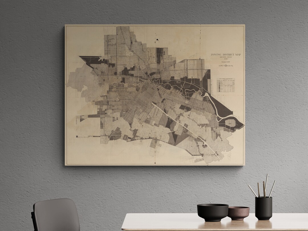 Zoning Map Houston 1947 Texas Vintage Planning History District Streets ...