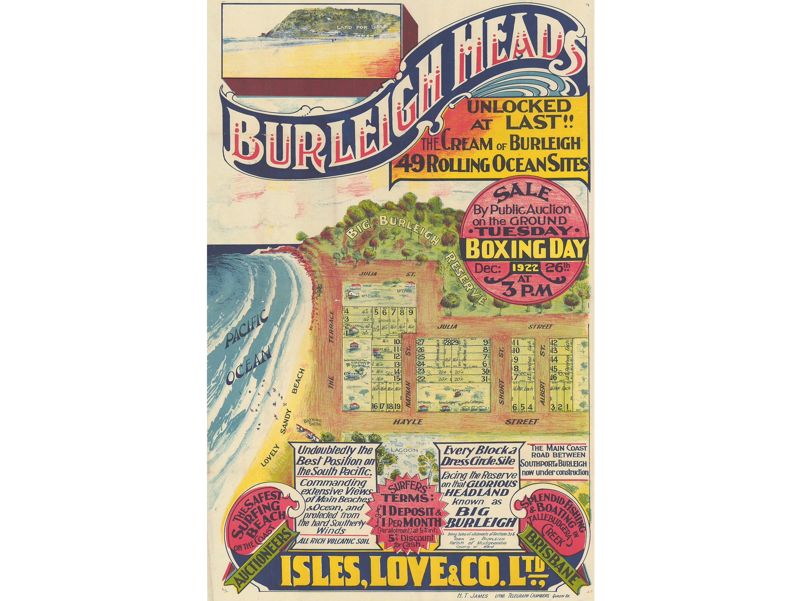 Vintage Burleigh Heads Map Poster, 1922 Gold Coast Print - Etsy