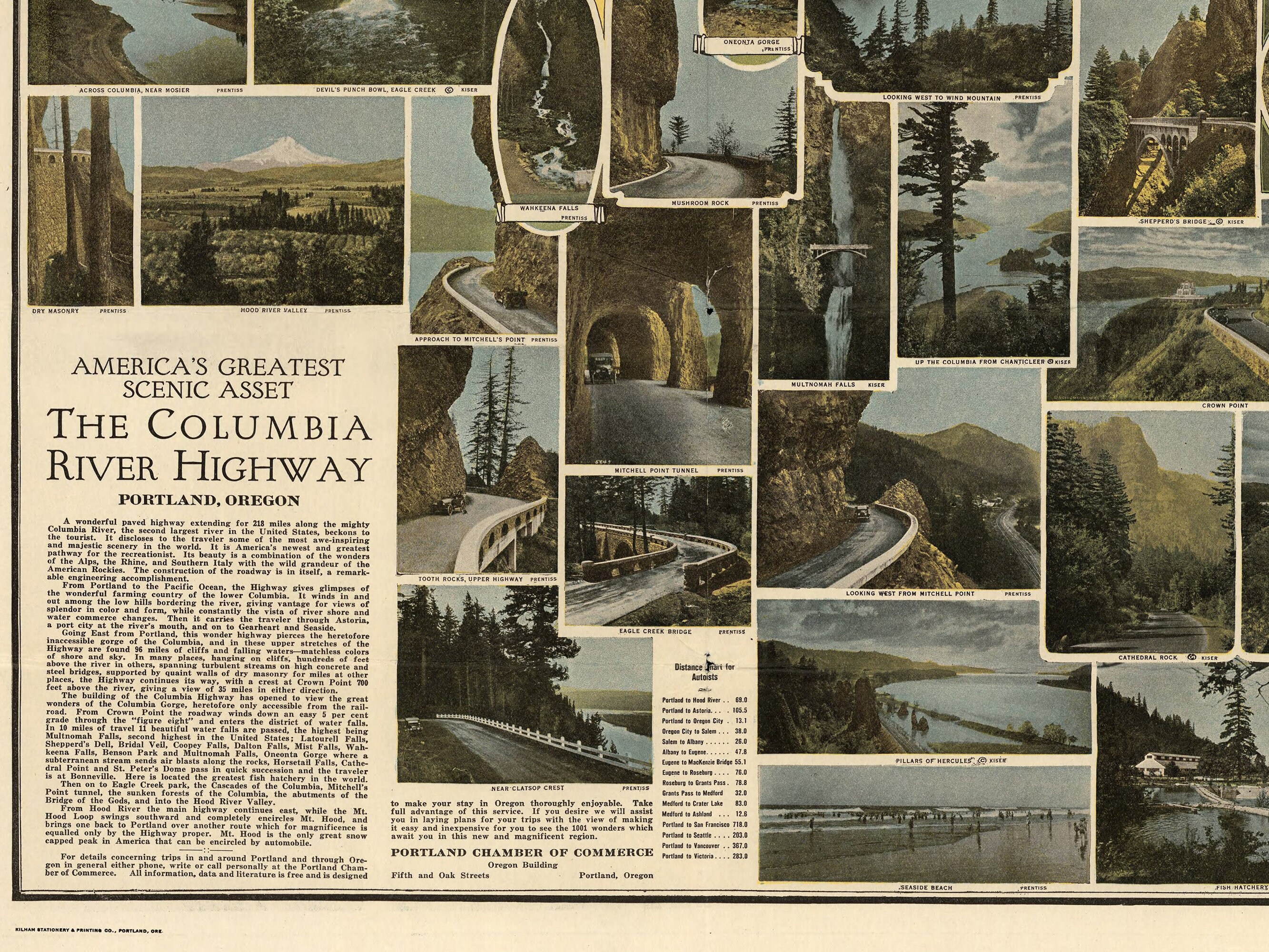Old Pictorial Map Columbia River Highway 1923 Portland Oregon Scenic ...