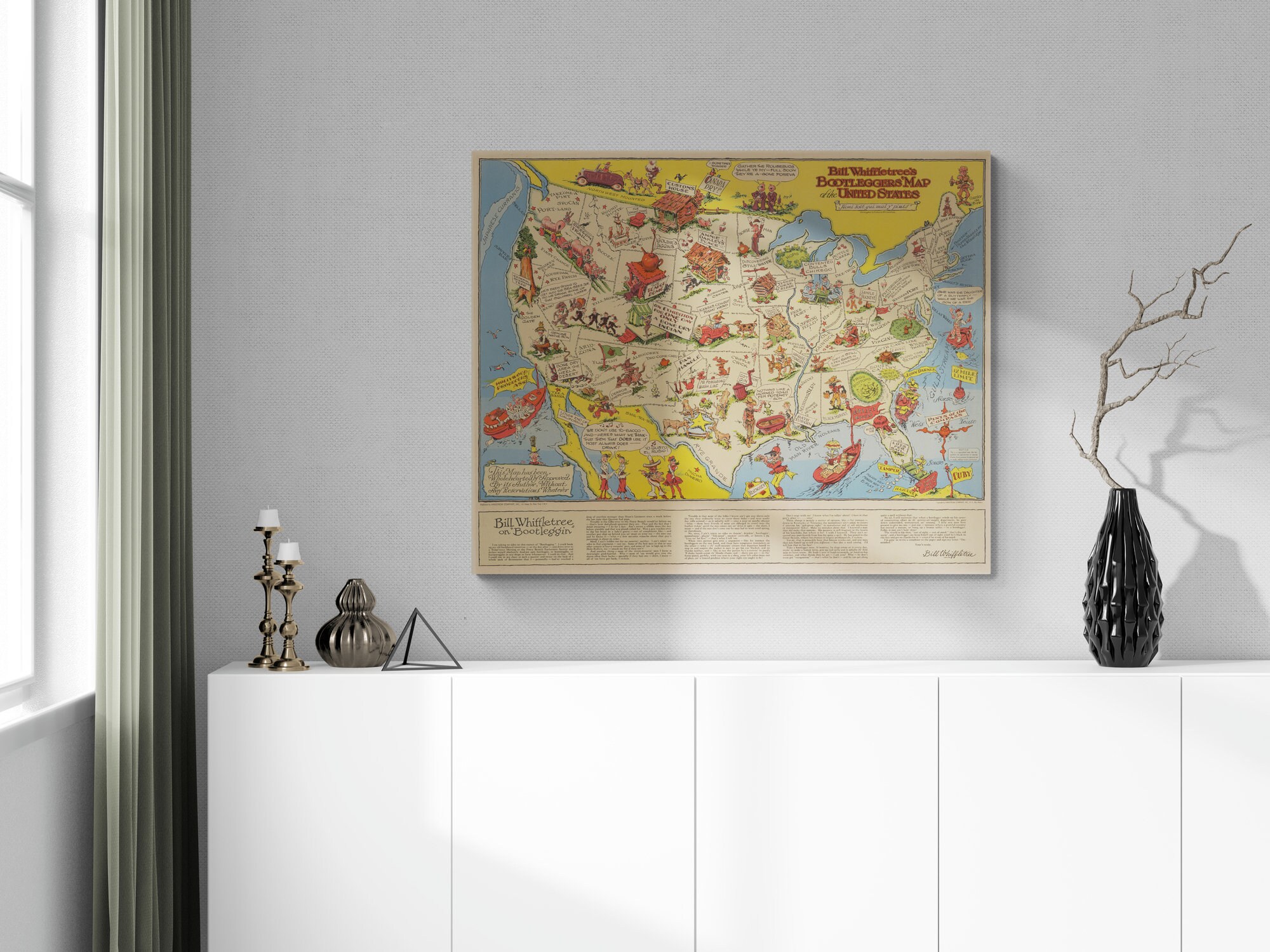 Vintage Bootleggers Map of the United States by Bill Wiffletree ...