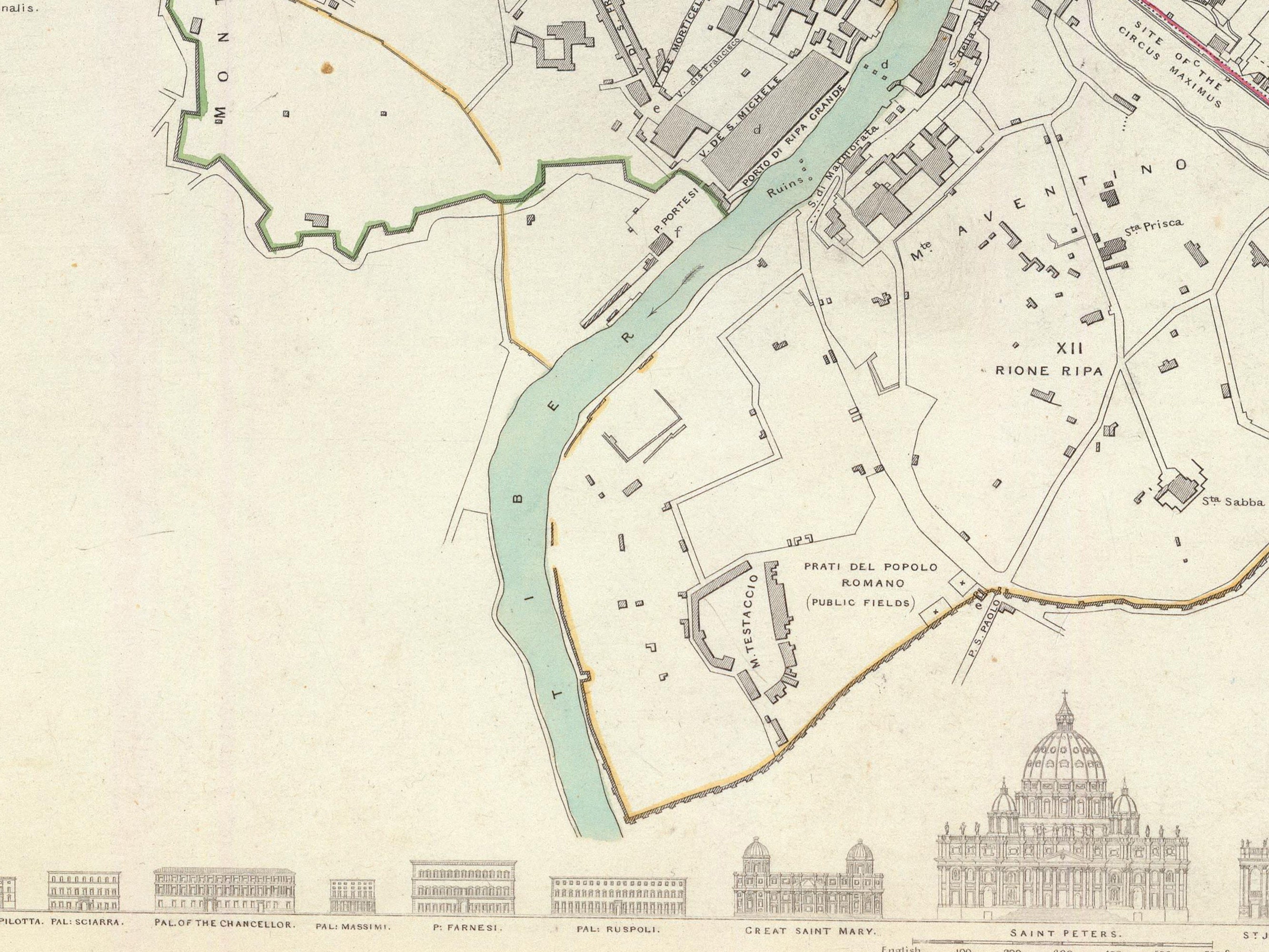 Plan of Modern Rome Vintage Map 1830 Figure Ground Italian Streets Old ...