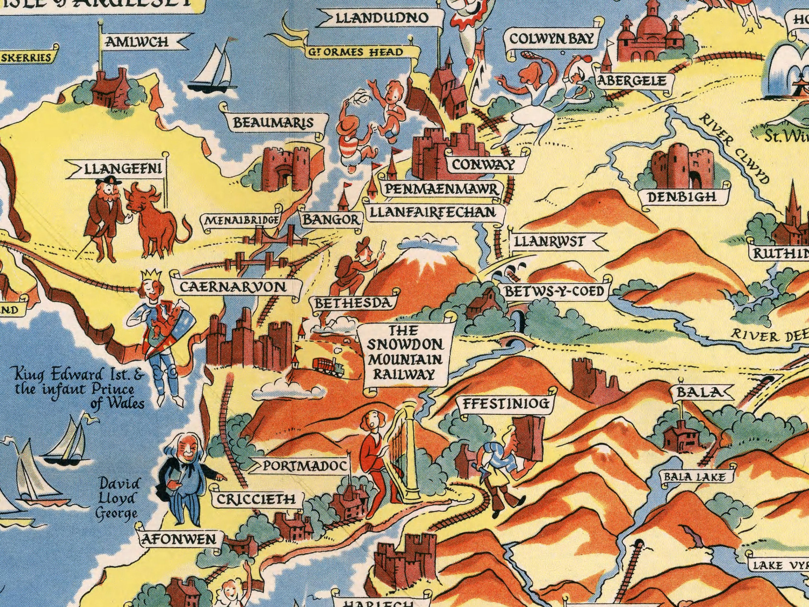 Old Wales Map Come to Beautiful Wales Cymru Am Byth 1953 Antique ...