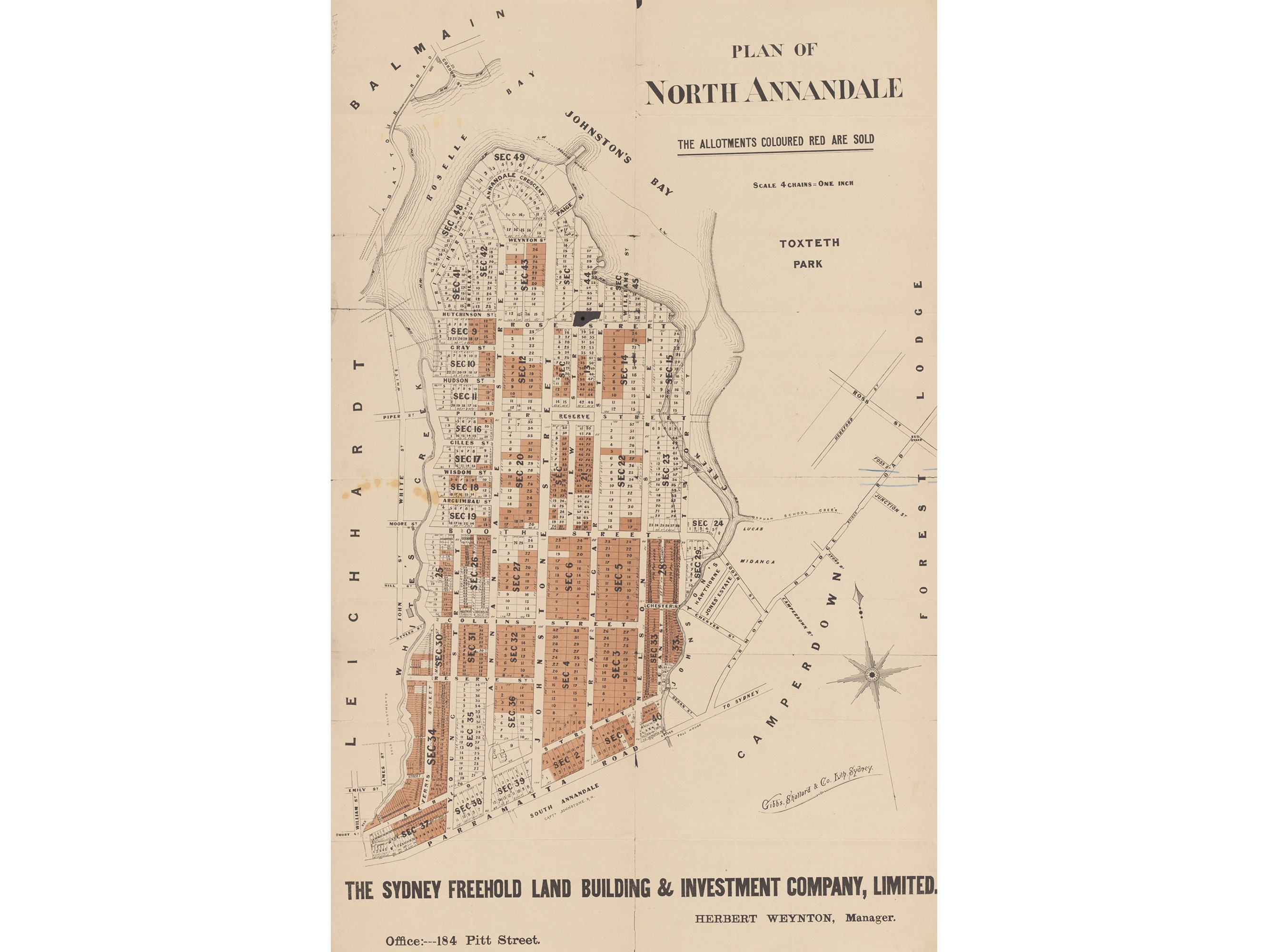 North Annandale Vintage Estate Sales Map 1900 Roselle Bay Glebe ...