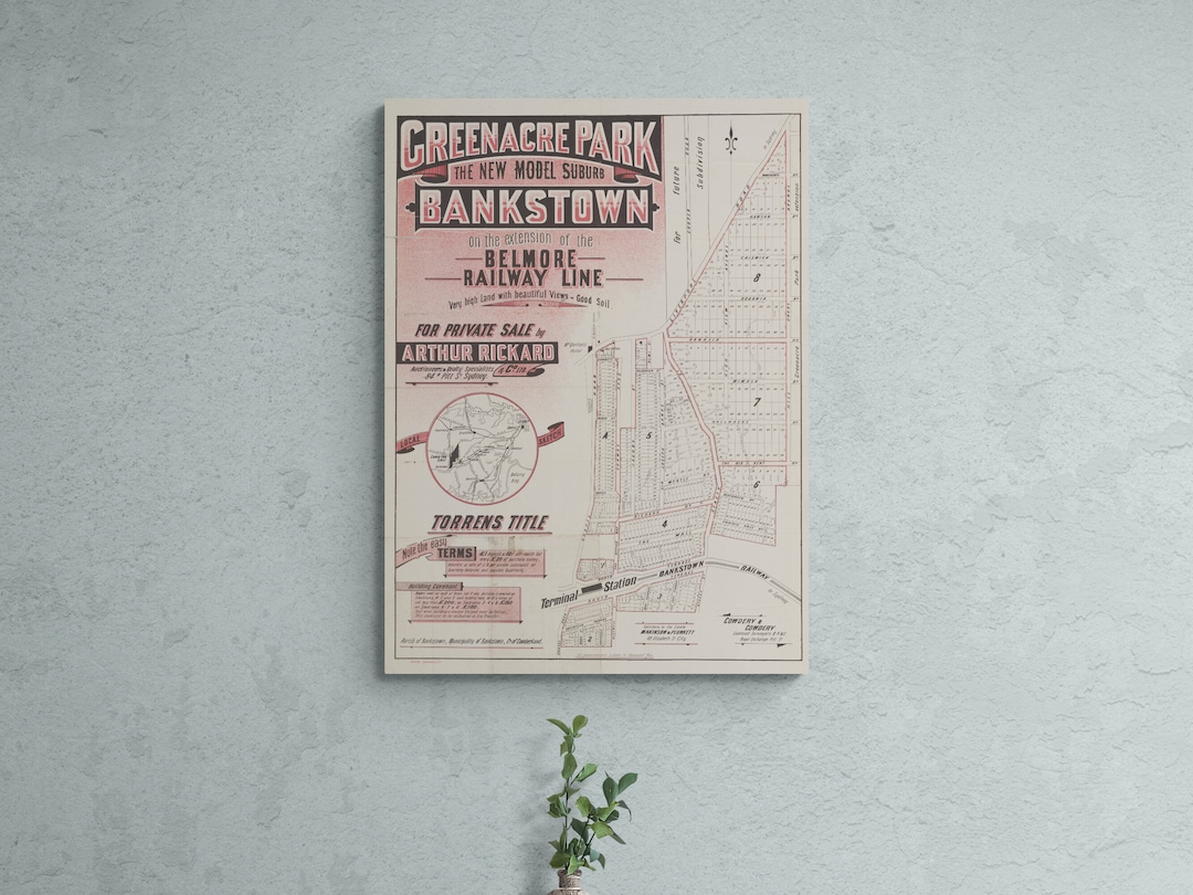 Bankstown Vintage Map Print: 1910 Sydney Estate Plan - Etsy