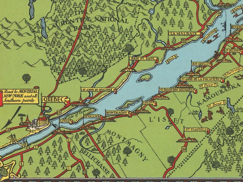 Old Map Gaspe Peninsula Quebec Canada 1929 Antique Illustrated Print ...