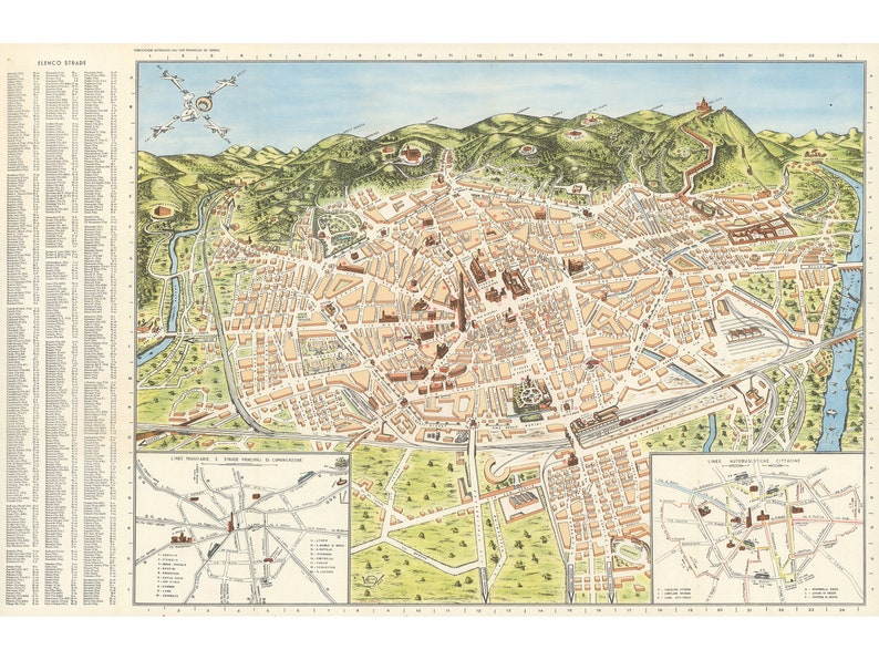 Vintage Tourist Map of Bologna Italy 1953 Old Illustrated Map Antique ...
