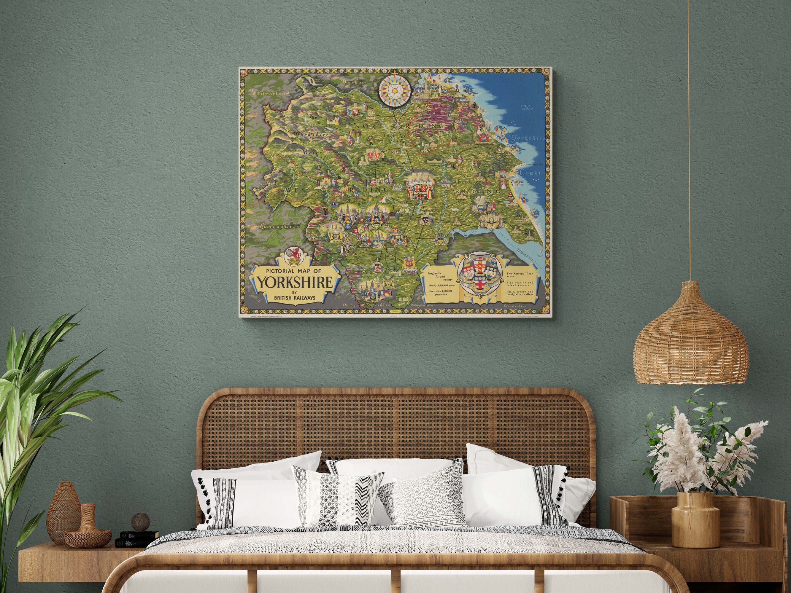 Vintage Yorkshire Map Print: 1959 British Rail Travel Poster - Etsy UK