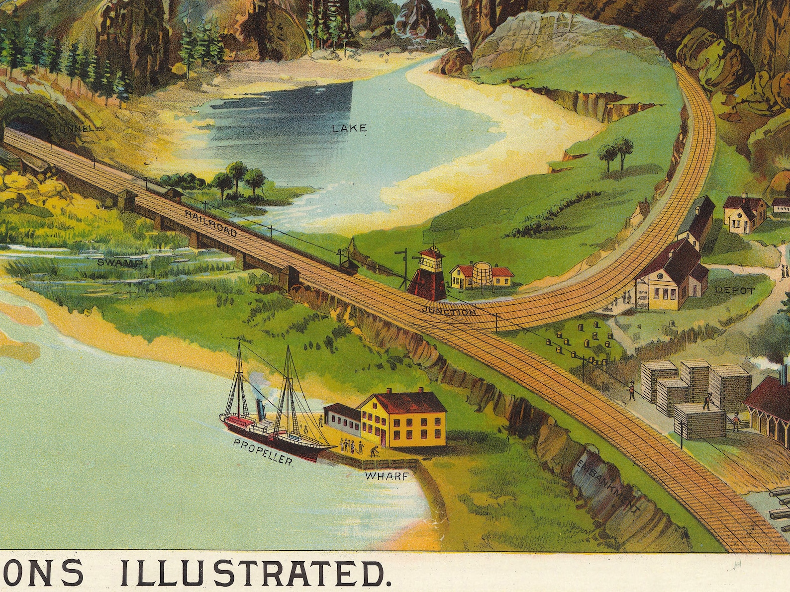 Retro Classroom Map 1893 Geographical Definitions Illustrated School ...