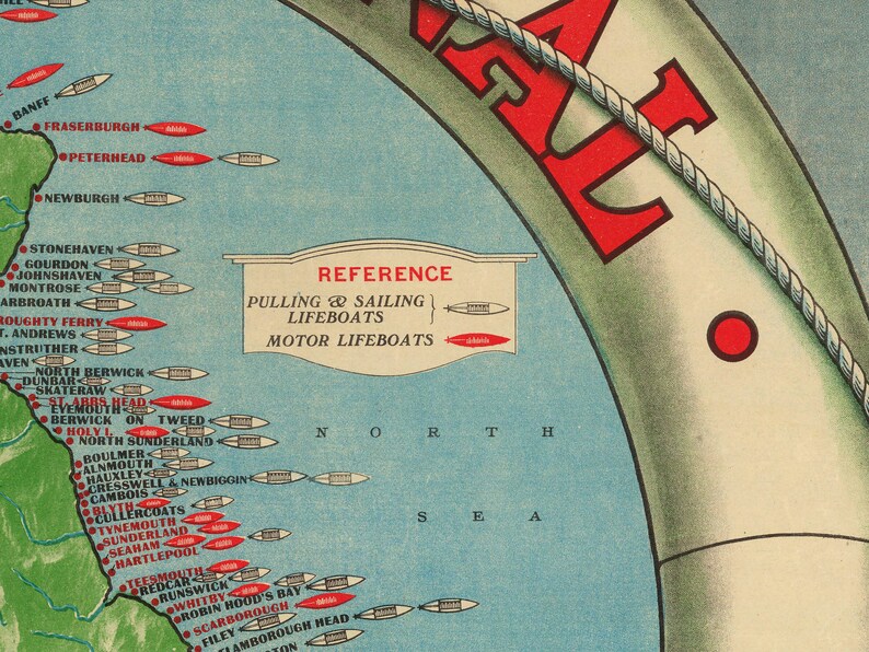 Vintage Map Lifeboat Chart of the British Isles 1935 Old Nautical Map ...
