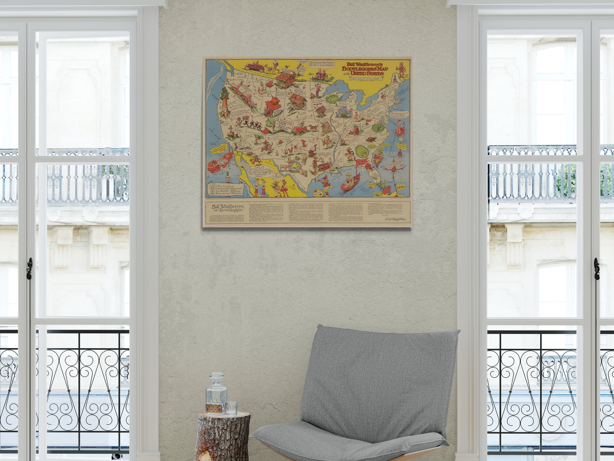 Vintage Bootleggers Map of the United States Bill Wiffletree Old ...