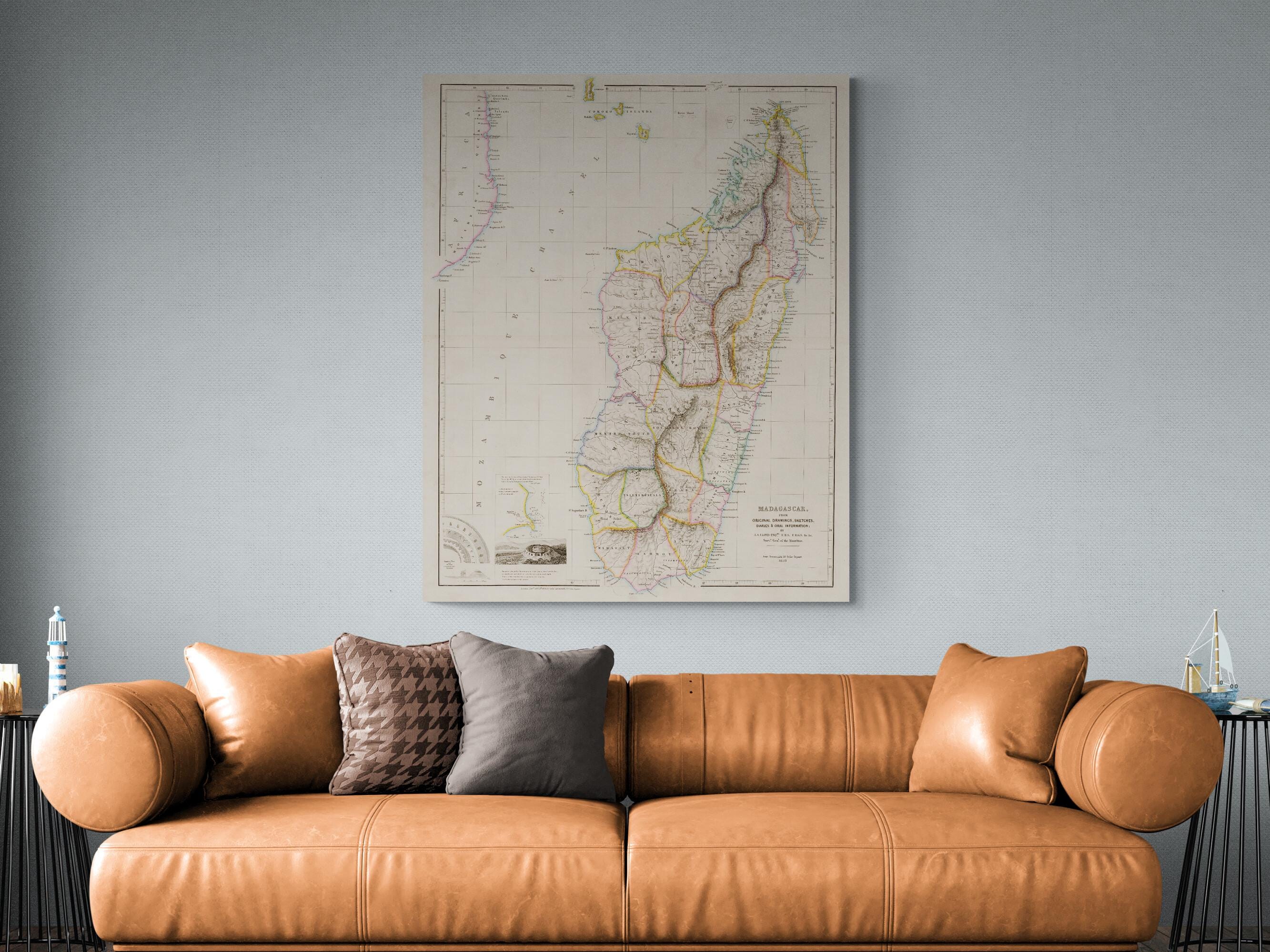Vintage Madagascar Map Poster 1850: Antique Atlas Print - Etsy