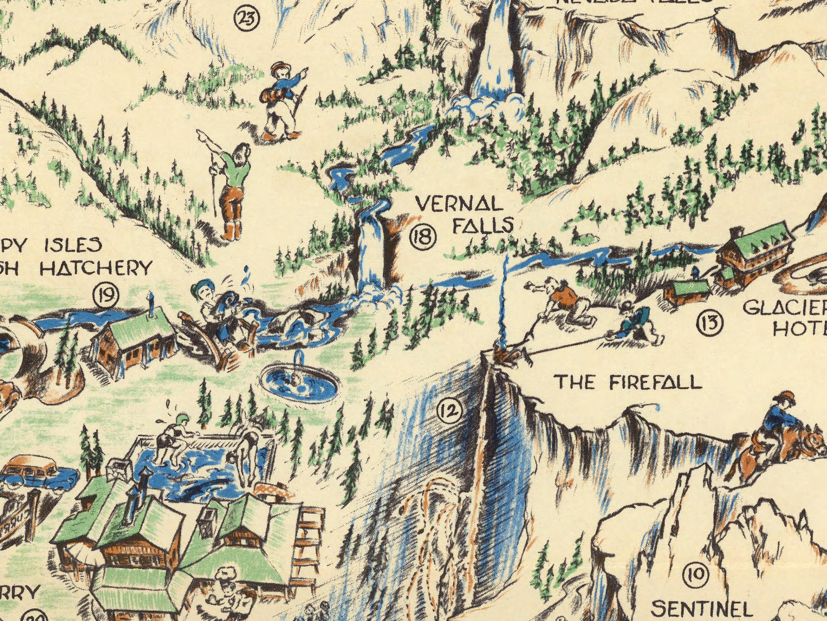 Vintage Yosemite National Park Illustrated Map 1946 Old Travel Map ...