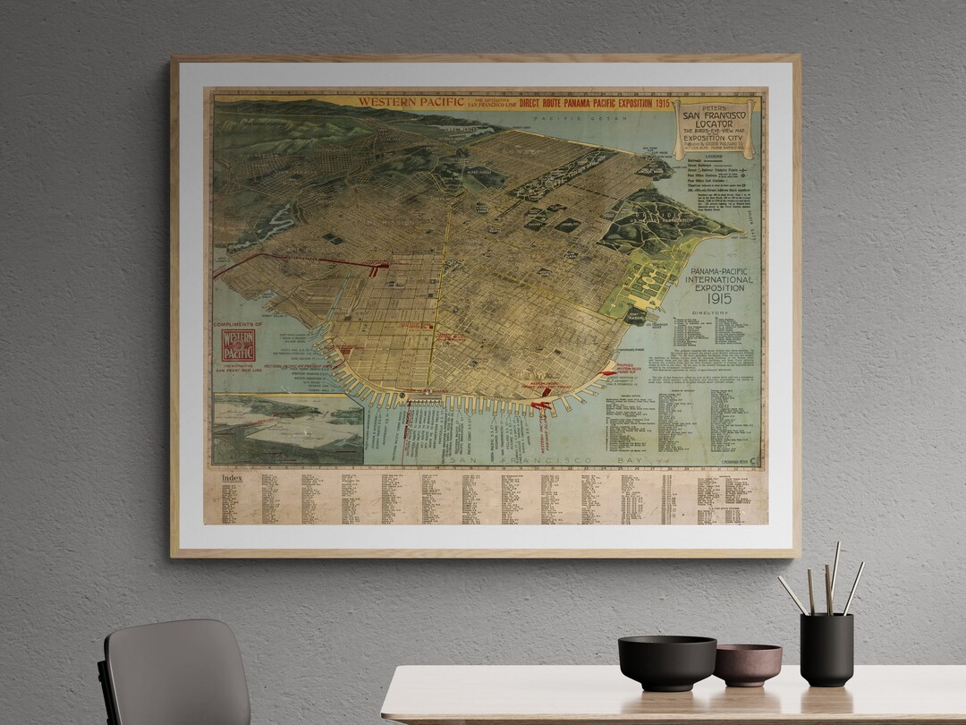 Vintage San Francisco Map 1915 Birds Eye View Old Exposition - Etsy