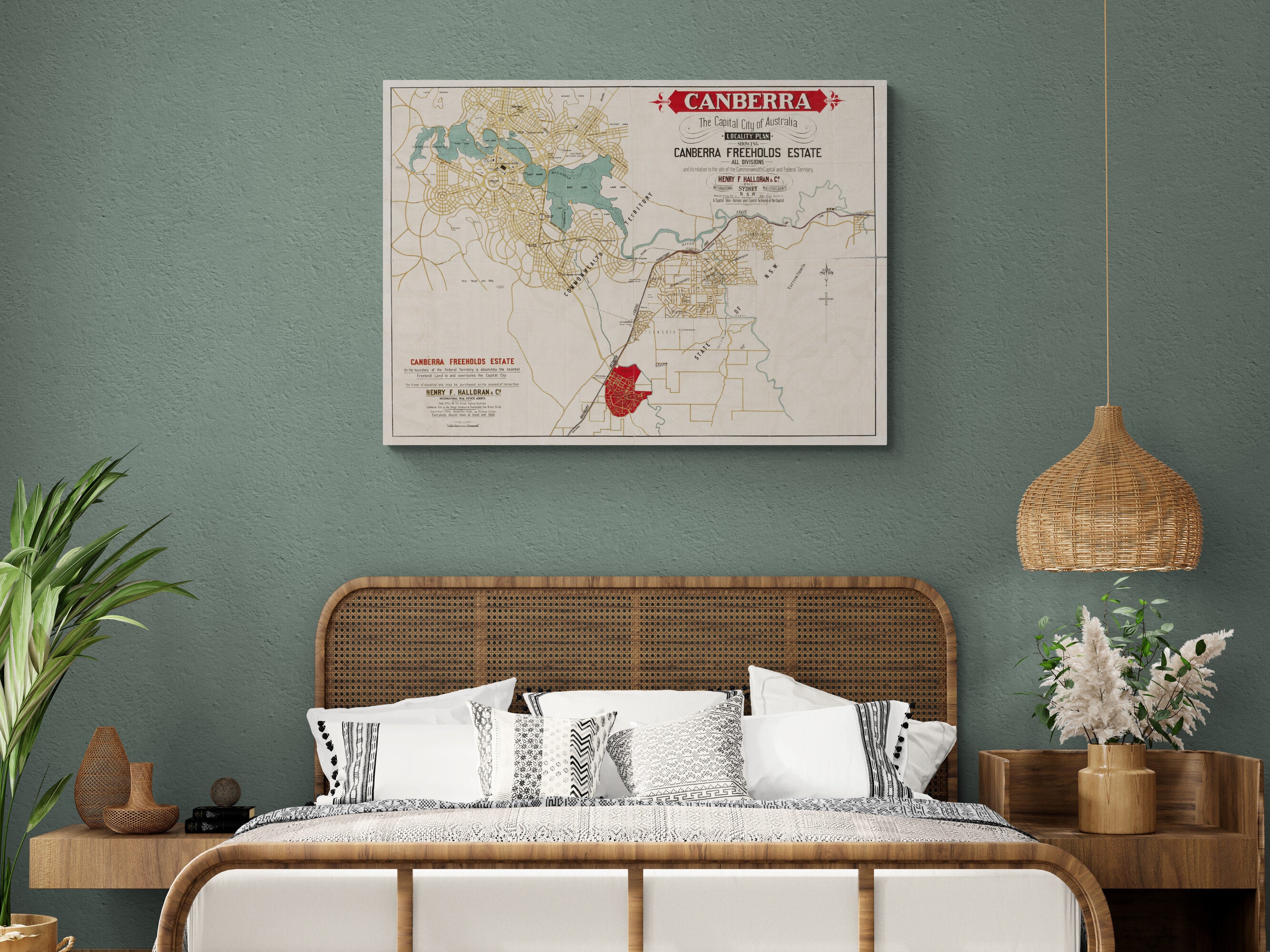 Old Map of Canberra Australia Freehold ACT Vintage Estate Map 1926 ...