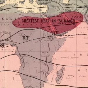 Vintage Map Distribution of the Climates 1862 Old World Map Antique ...