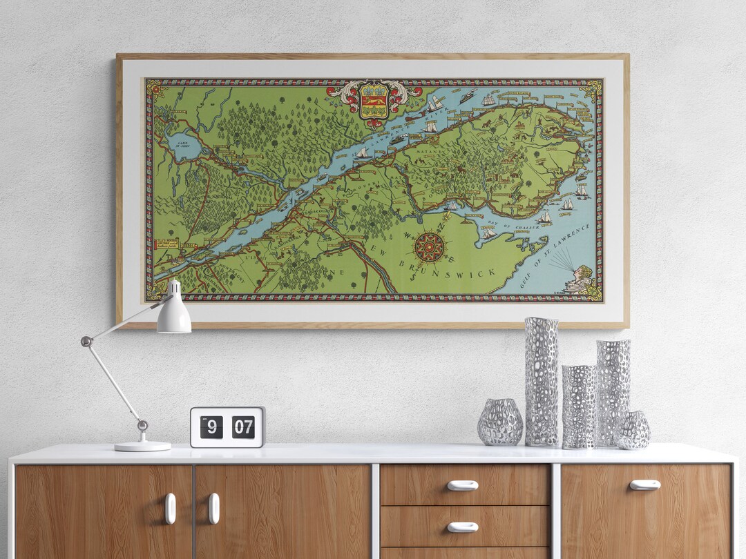 Old Map Gaspe Peninsula Quebec Canada 1929 Antique Illustrated Print ...