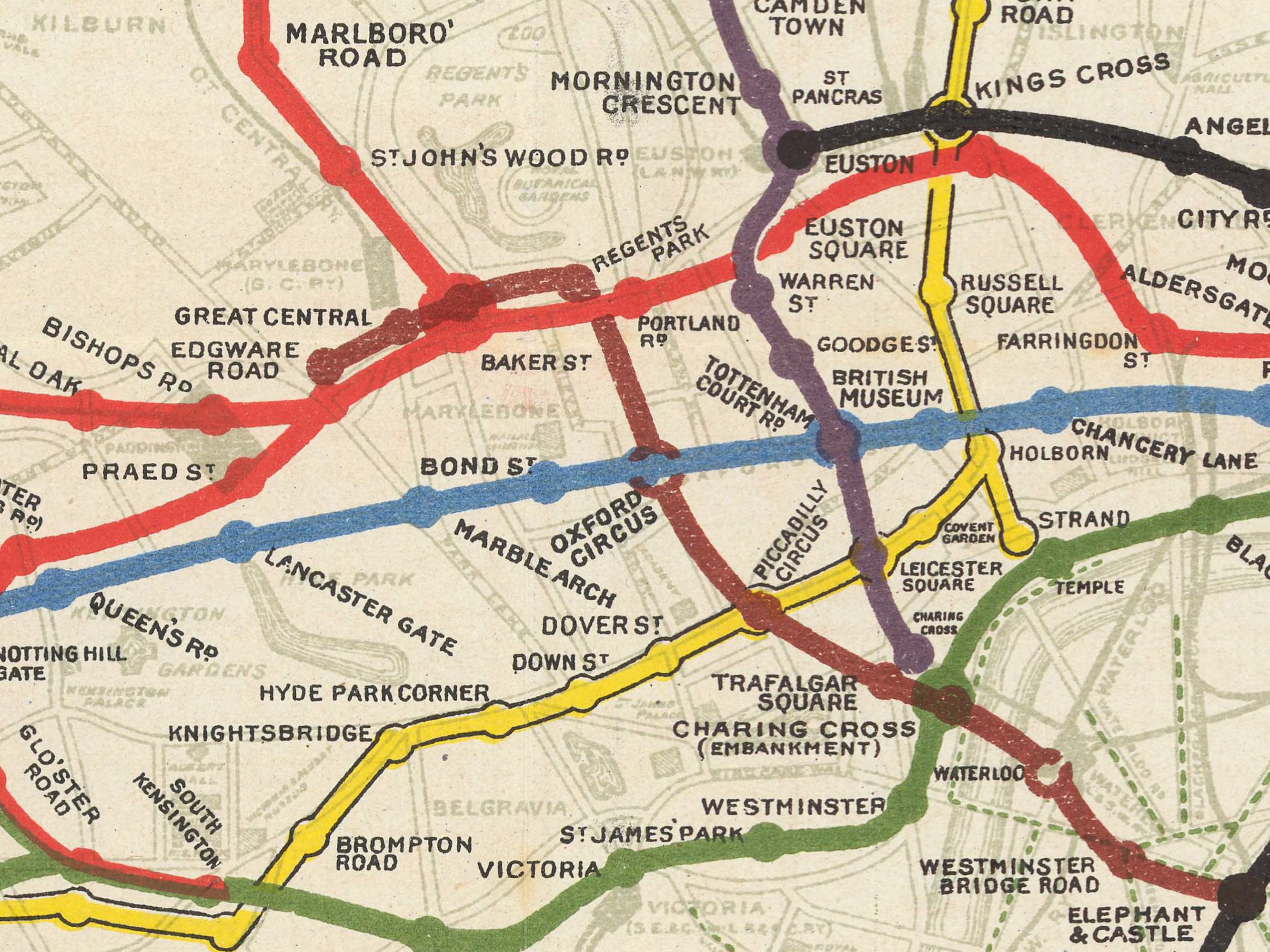 1908 London Underground Map Print: Vintage Tube Railway Poster - Etsy ...