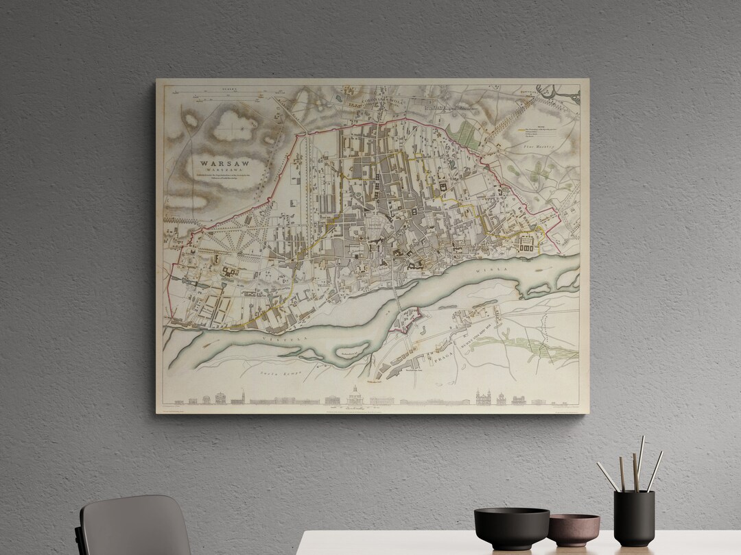 Vintage Map of Warsaw Warszawa Poland 1831 Atlas Noli Europe History ...