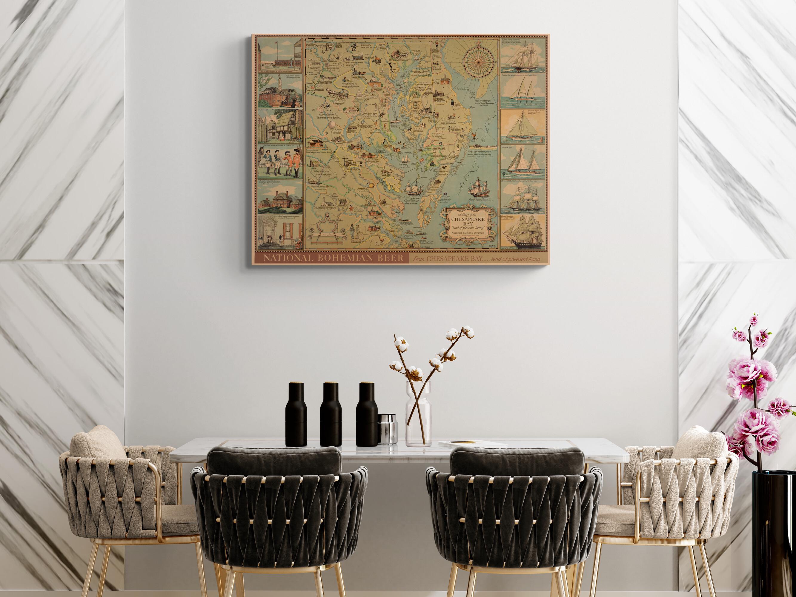 Vintage 1959 Chesapeake Bay Map Print: Retro Sailing Wall Art - Etsy