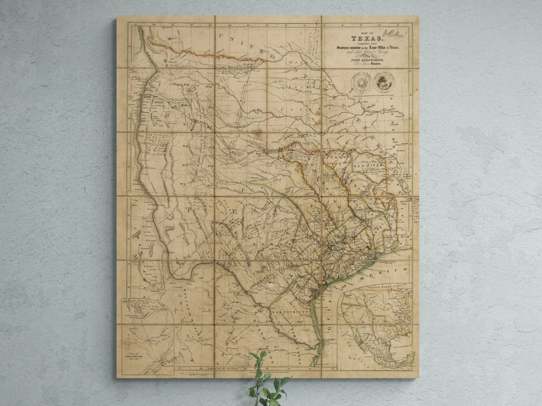 Vintage Map Texas 1855 American History Map Antique Arrowsmith Print ...