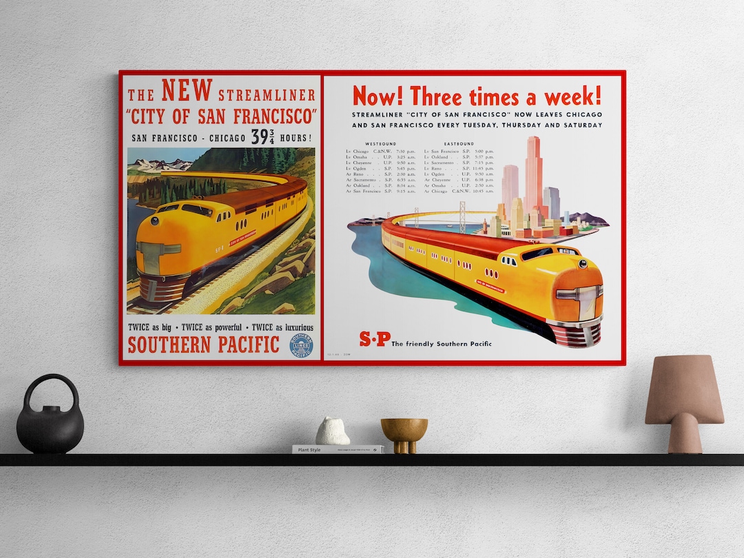 Retro Southern Pacific Railroad Travel Poster 1940s San Francisco ...
