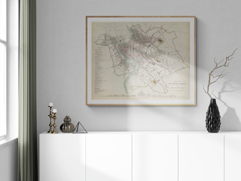 Plan of Modern Rome Vintage Map 1830 Figure Ground Italian Streets Old ...