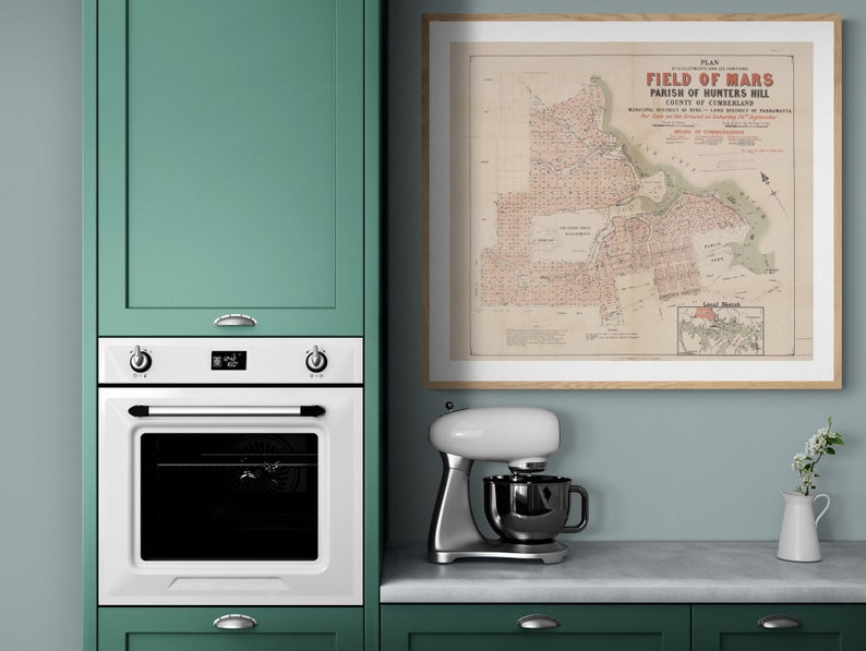 Vintage Estate Map Sydney Hunters Hill Ryde Lane Cove Field of Mars ...