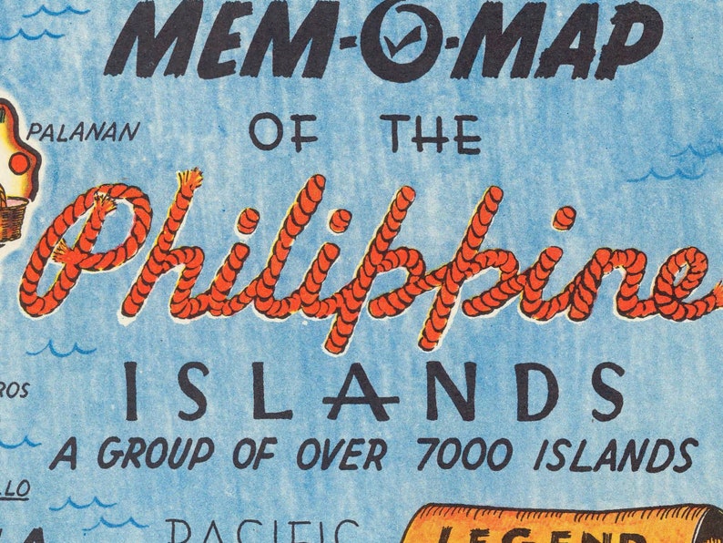 Retro Philippines Map Print: 1945 Vintage Pictorial Wall Art - Etsy