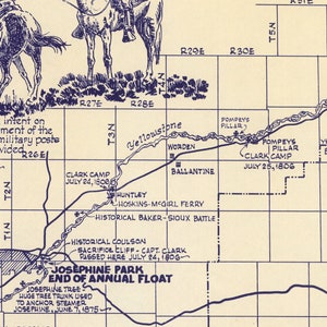Vintage Yellowstone River Map Print: 1967 National Park Historical Art ...