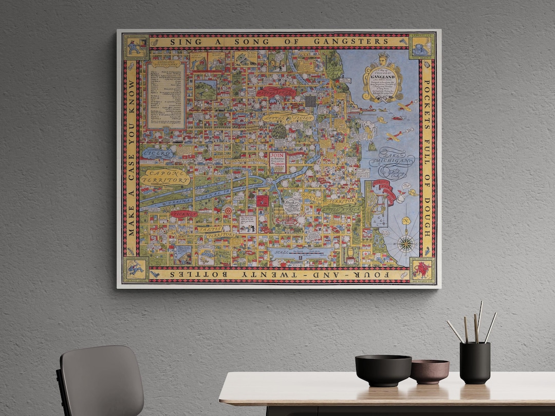 Vintage Chicago Gangland Map 1931 – Old Gangster Map Print, Antique ...