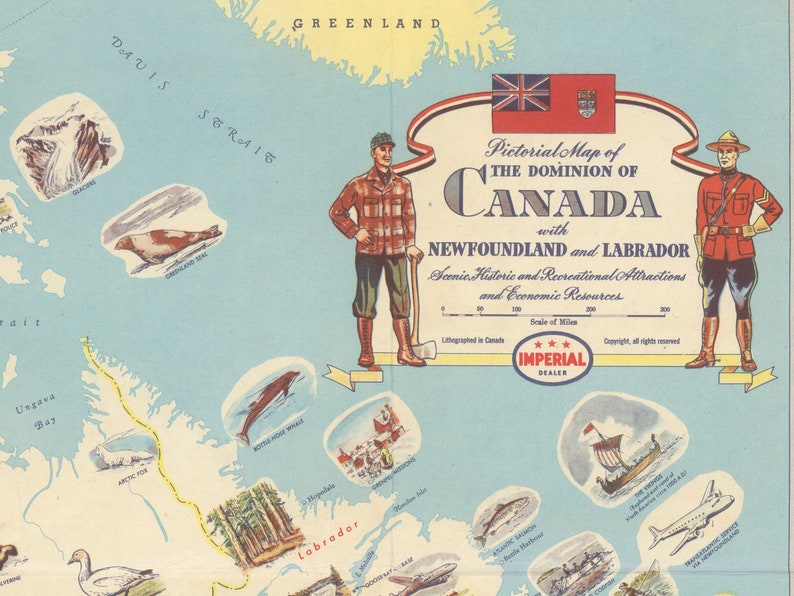 Retro Pictorial Map of the Dominion of Canada 1946 Old - Etsy