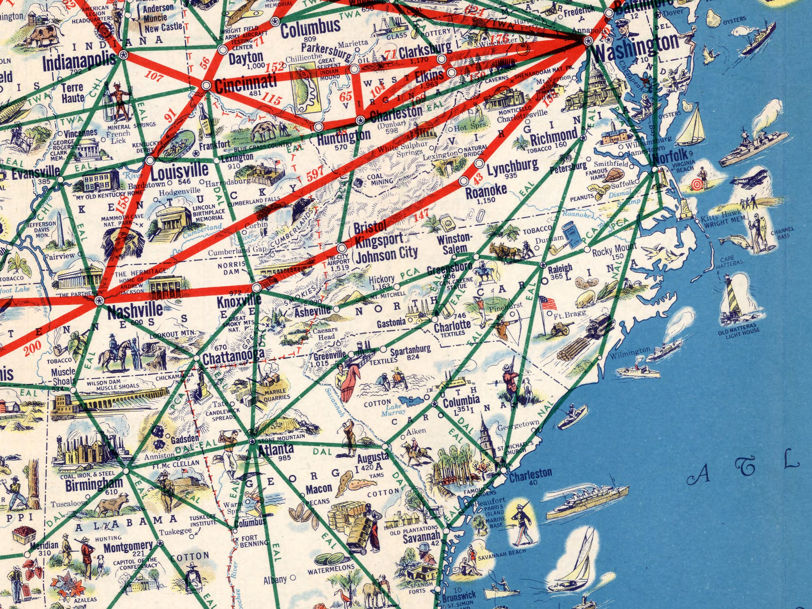 Vintage 1946 American Airlines Map: Retro Aviation Travel Poster - Etsy